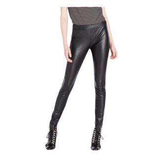 Twinset Femme, Pantalons, Gris, Taille: 40 FR Legging en similicuir avec coutures horizontales