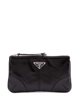 Prada portefeuille à logo triangulaire - Noir