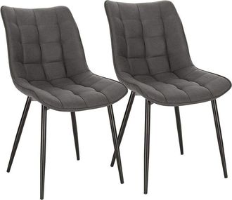 Woltu Woltu - Lot de 2 chaises de salle &agrave; manger - Assise rembourr&eacute;e en tissu scientifique - Pieds en m&eacute;tal stables - Gris fonc&eacute; - Hauteur dassise 46.5cm