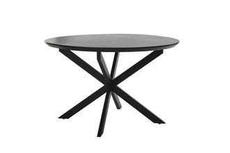 Byliving Esstisch Oregon/mit Auszug/Tischplatte Eichen-Optik schwarz/HPL-Beschichtung/mit Schweizer Kante/Gestell Metall schwarz/oval/Küchentisch/Esszimmertisc