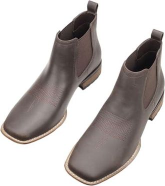 Generic Bottes Western Chelsea pour Hommes - Bout Carré, Bottines À Enfiler, Conçues pour Le Confort Et La Durabilité, Bottines Décontractées Rétro Élégantes,
