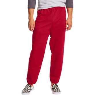 Hanes Herren EcoSmart Fleece-Jogginghose, 81,3 cm, 1 Oder 2 Stück Hose, Dunkelrot, 1 Packung, Mittel