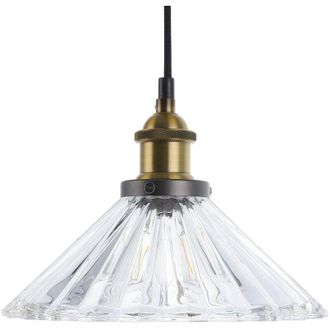 Beliani Luminaire Lampe Suspension Transparente en Verre et M&eacute;tal E27 40W A++ Design &agrave; la Mode Moderne avec Touche Industrielle pour Salon ou Cuisine Beliani