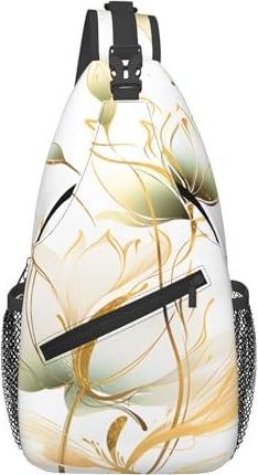 Generic Sacoche Tactique Fleur abstraite de lotus R&eacute;glable Sling Sac &agrave; Bandouli&egrave;re Casual Sac DEpaule pour Camping Homme Voyage