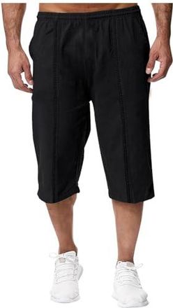 Generic NAFING Pantacourt Homme &Eacute;t&eacute; Respirant Pantalon Yoga Plage Baggy Shorts Bermudas Sport Jogging Taille Elastique Pants Cordon De Serrage Pantalons Trava