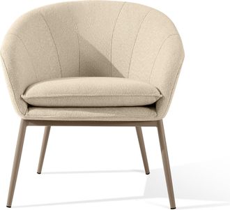 Konsimo Gartensessel Solis Loungesessel, Gartenstuhl, Stahlrahmen, hergestellt in der EU (B) 69 cm (H) 76 cm (T) 66 cm. (gewebter Stoff, cremefarben/beige | c