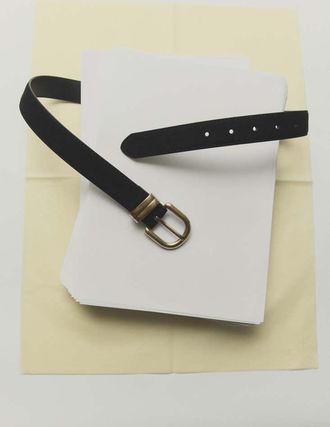 Mango Ceinture cuir su&egrave;de noir - Femme - XL - MANGO