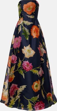 Carolina Herrera Robe longue en soie &agrave; fleurs