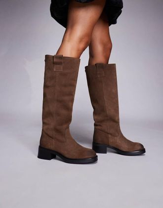 Steve Madden Novi DK - Bottes cavali&egrave;res en daim &agrave; boucle - Taupe-Neutre