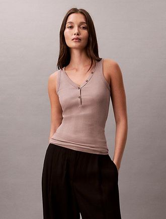 Calvin Klein D&eacute;bardeur henley en coton c&ocirc;tel&eacute;