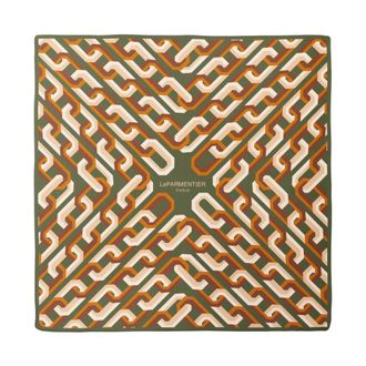 Le Parmentier Bandana en Soie Vert &agrave; Motif de Cha&icirc;ne - Femme - Accessoires - Multicolore - Taille: ONE Size