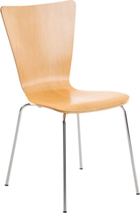 Clp Stapelstuhl Aaron I Ergonomisch Geformter Konferenzstuhl Mit Holzsitz I Platzsparender Besucherstuhl Mit Bodenschonern, Farbe:Natur