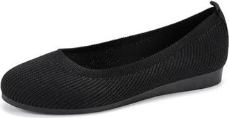 Generic Ballerines plates en tricot pour femme - Bout rond - Chaussures plates à enfiler avec soutien de la voûte plantaire - Chaussures de marche confortable