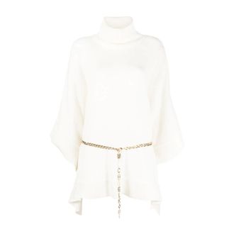 Michael Kors Femme, Vestes, Blanc, Taille: 42 FR Poncho &agrave; col roul&eacute; en m&eacute;lange de laine