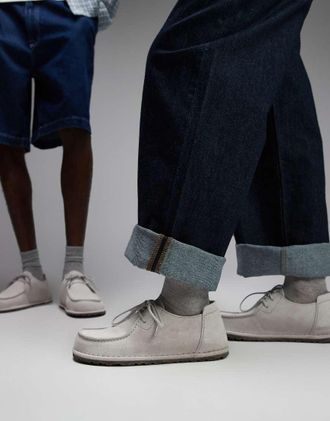 Birkenstock Utti - Chaussures &agrave; lacets unisexes en daim - Blanc antique