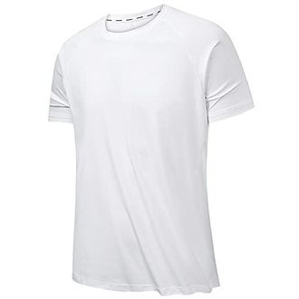 Generic Chemise en coton et lin pour homme - T-shirt d&eacute;t&eacute; en coton - Col rond - Couleur unie - Polyvalente - Coupe ample - Sports de plein air - Manches court