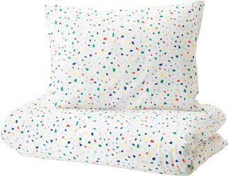 IKEA MÖJLIGHET Bettbezug und Kissenbezug, 150x200/50x60 cm, Weiß/Mosaik Muster