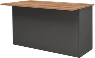Dmora Dmora - Îlot de cuisine Patrizio, table de rangement auxiliaire, meuble de cuisine 3 portes, 100% Made in Italy, 155x90h90 cm, Anthracite et Chêne