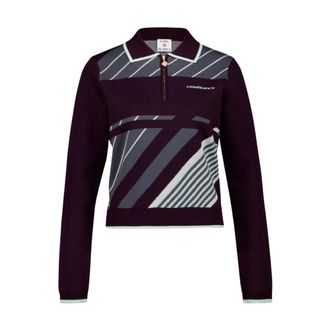 Casablanca Diagonal Tennis Merino Langarm Poloshirt - - Knitwear - Damen - Lila - M