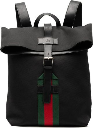 Gucci Rucksäcke - Canvas Techno Web Fold Over Backpack - Gr. unisize - in Schwarz - für Damen