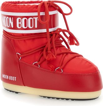 Moon Boot Womens Snow Boots With Logo Print Red Technical Fabric