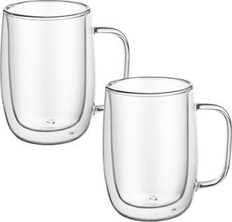 Ambition Doppelwandige Kaffeetassen 2 St&uuml;ck 300 ml Mia Glastassen mit Henkel f&uuml;r Kaffee Tee Cappuccino transparent