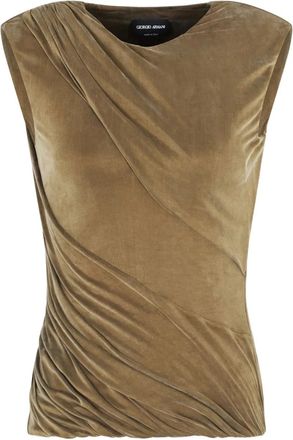 Giorgio Armani haut à effet drapé - Marron