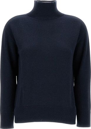 Max Mara Femme, Pulls, Bleu, Taille: 38 FR Cashmere Turtleneck