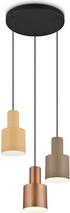 Trio Leuchten Pendelleuchte Agudo 319430317, Metall Schwarz matt, Schirm Metall Coffee/Beige/Taupe, exkl. 3x E27