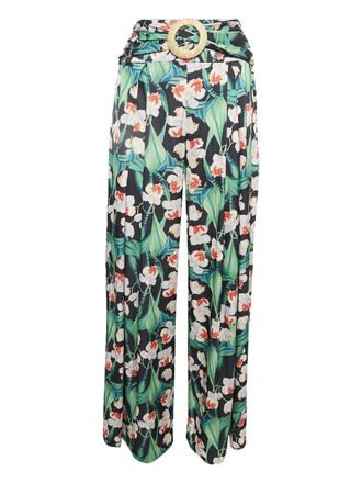 PatBo pantalon ceinturé à fleurs - Noir