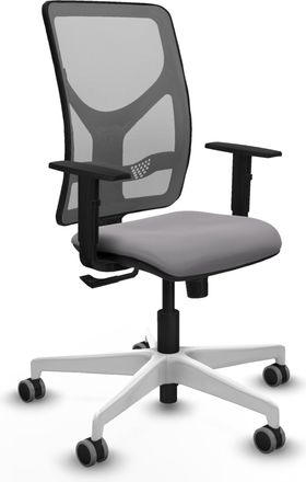 Piqueras y Crespo Grauer Schreibtischstuhl mit 1D-Armlehnen, h&ouml;henverstellbare Lendenwirbelst&uuml;tze. Ausgestattet mit 3 Positionen und Schneideschaum. Mit Rollen von 65 m