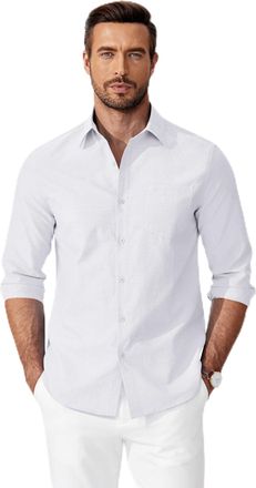 Coofandy Herren Langarm Hemden Wei&szlig; 3XL