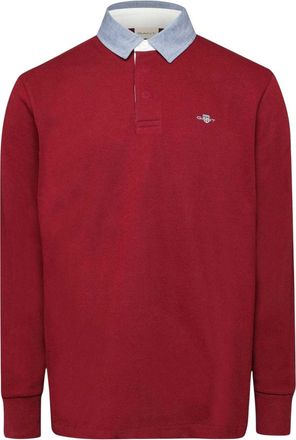 GANT Rugger Polo Sweatshirt f&uuml;r Herren, Chambray-Stoff, Regul&auml;r (Rot)