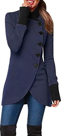 Generic Veste pelucheuse pour femme - Haut en polaire - Manteau décontracté à manches longues de couleur unie - Fermeture éclair - Bouton à capuche - Manteau 