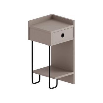 Dmora Nachttisch Rasalas 32x30x61h cm Grau, 1 Schublade, 2 B&ouml;den