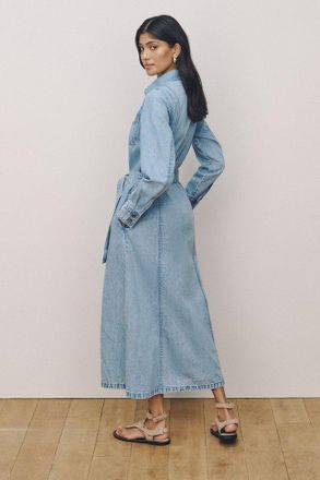 Next Midikleid Midi-Hemdkleid aus Denim mit G&uuml;rtel (1-tlg)