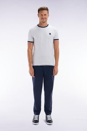 Eden Park Pantalon À Taille Élastique En Lyocell Et Coton Stretch Marine