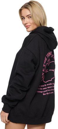 Worldclassca Hoodie Worldclassca Oversized FLOWER Print Hoodie Kapuzenpullover Sweatshirt HAVE THE TIME OF YOUR LIFE