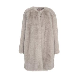 Max Mara Femme, Vestes, Gris, Taille: 34 FR Manteau Oversize en Fausse Fourrure Luxueux