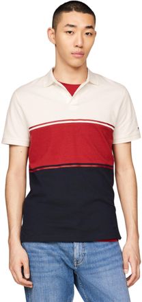 Tommy Hilfiger Herren Poloshirt Kurzarm Colorblock Regular Fit, Rot (Dark Magma), XXL