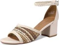 Queen Helena Sandales &agrave; talons larges pour femme ZM11032, beige, 41 EU