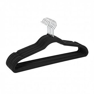 Simplify 10 superd&uuml;nne Samt-Kleiderb&uuml;gel, platzsparend, Schrank-Organisation, rutschfest, langlebige Kleiderb&uuml;gel f&uuml;r Kleider, M&auml;ntel, Hosen in schwarz