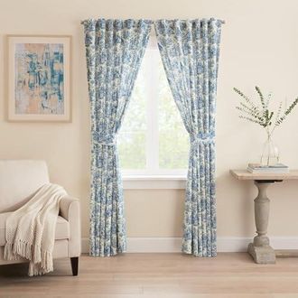 Waverly Charmed Life Klassische französische Landhausstangenvorhänge für Fenster im Schlafzimmer, Küche oder Wohnzimmer, Einzelbahn, 132,1 x 213,4 cm, Kornblu