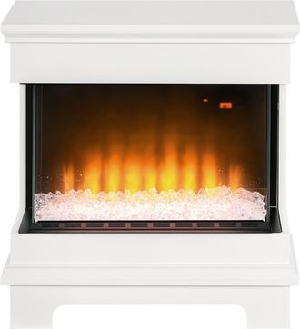 HOMCOM 10-farbiger Elektrokamin, Moderner Kamin mit Abschaltautomatik und 12-Stunden-Timer, Stahl und gehärtetes Glas, 61x28x66,5 cm, Weiß