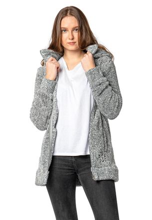 Sublevel Damen Fleece-Mantel: Kuschelige Teddyfleece Kapuzenjacke, Langarm, Warm und Bequem, Freizeitjacke in Schwarz, Rosa, Wei&szlig;, Grau dark-grey M