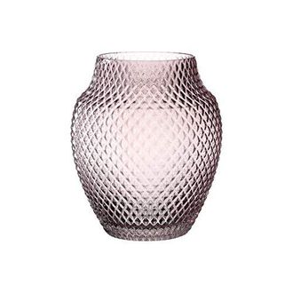Leonardo Leonardo Poesia Tisch-Vase, handgefertigte Deko-Vase in Rosa-Violett, bauchige Blumen-Vase, Kerzen-Halter aus Glas, großes Windlicht, Höhe 22,5 cm, 01
