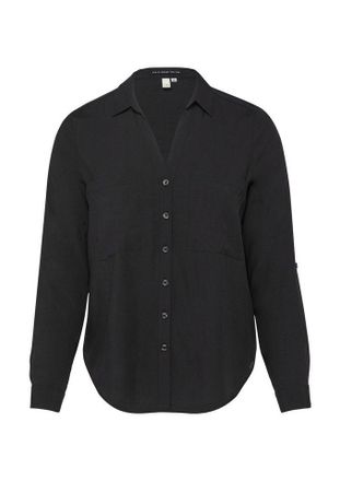 QS by s.Oliver Langarmbluse Bluse Viskosebluse mit Turn-up und aufgesetzten Taschen