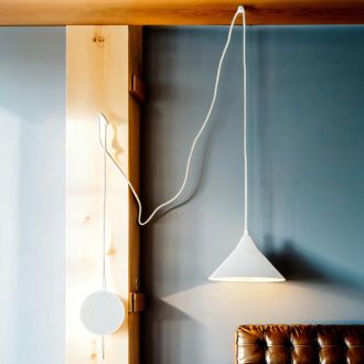 Licht-Erlebnisse Hängelampe mit Stecker und Schalter, XXL, Pendelleuchte Weiss, flexibel, Esstisch, Nachttisch, außergewöhnlich, E27, Deckenlicht, Küchenlampe hängend