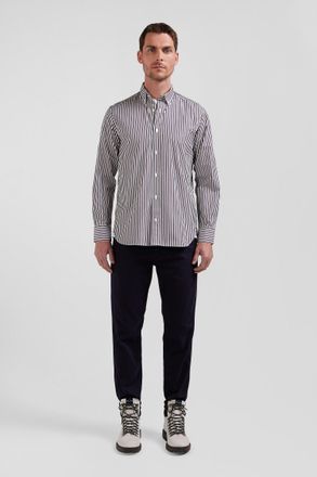 Eden Park Chemise En Popeline De Coton &Agrave; Rayures Bordeaux Coupe Regular