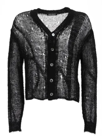 Our Legacy Traforato Linen Cotton Nylon Cardigan - Black